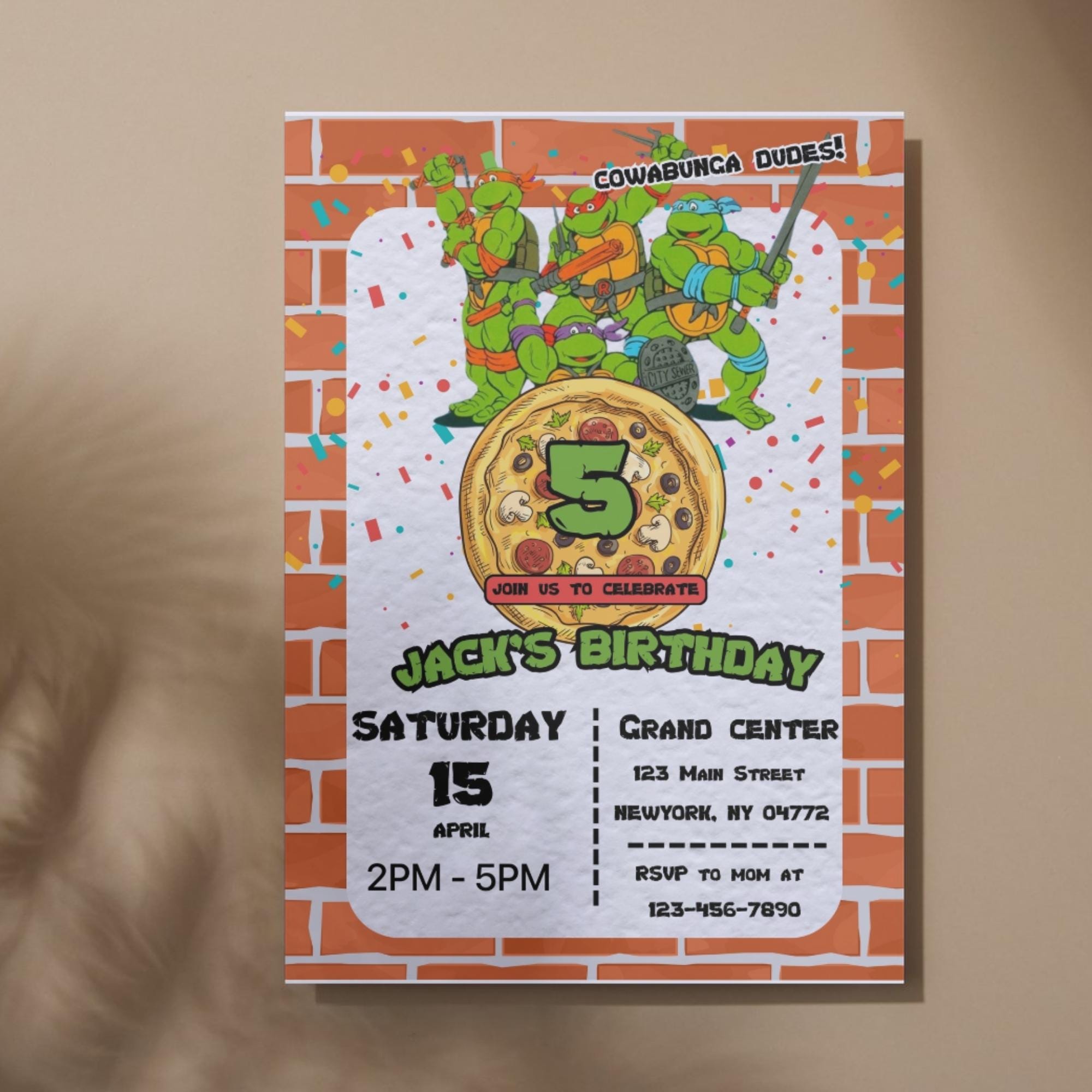 Editable Ninja Turtle Birthday Invitation, Printable Ninja Invite ...