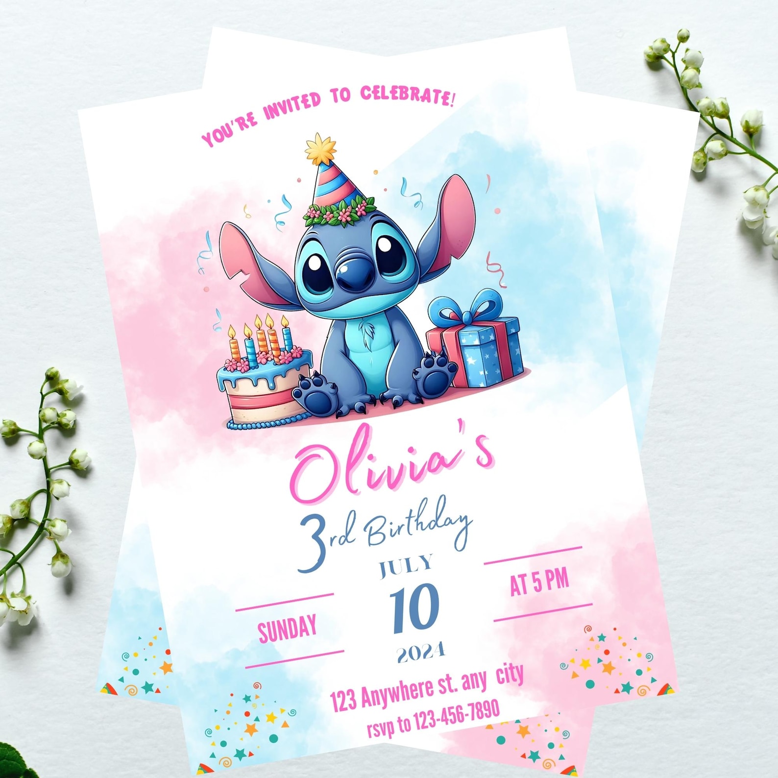 Editable Stitch Birthday Invitation Template, Editable & Printable ...