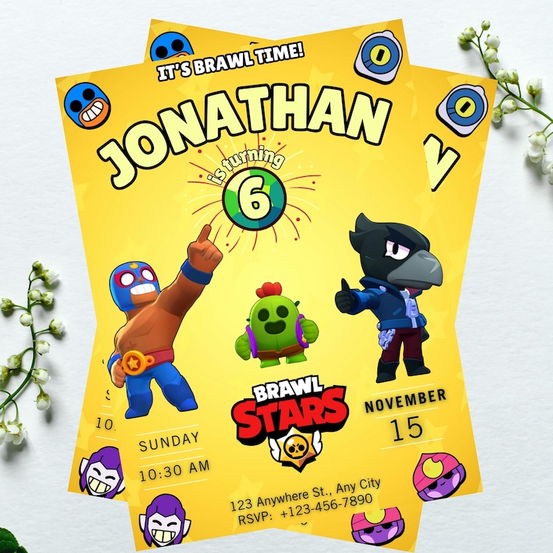 Editable Brawl Stars Birthday Invitation, Brawl Stars Birthday Invite ...