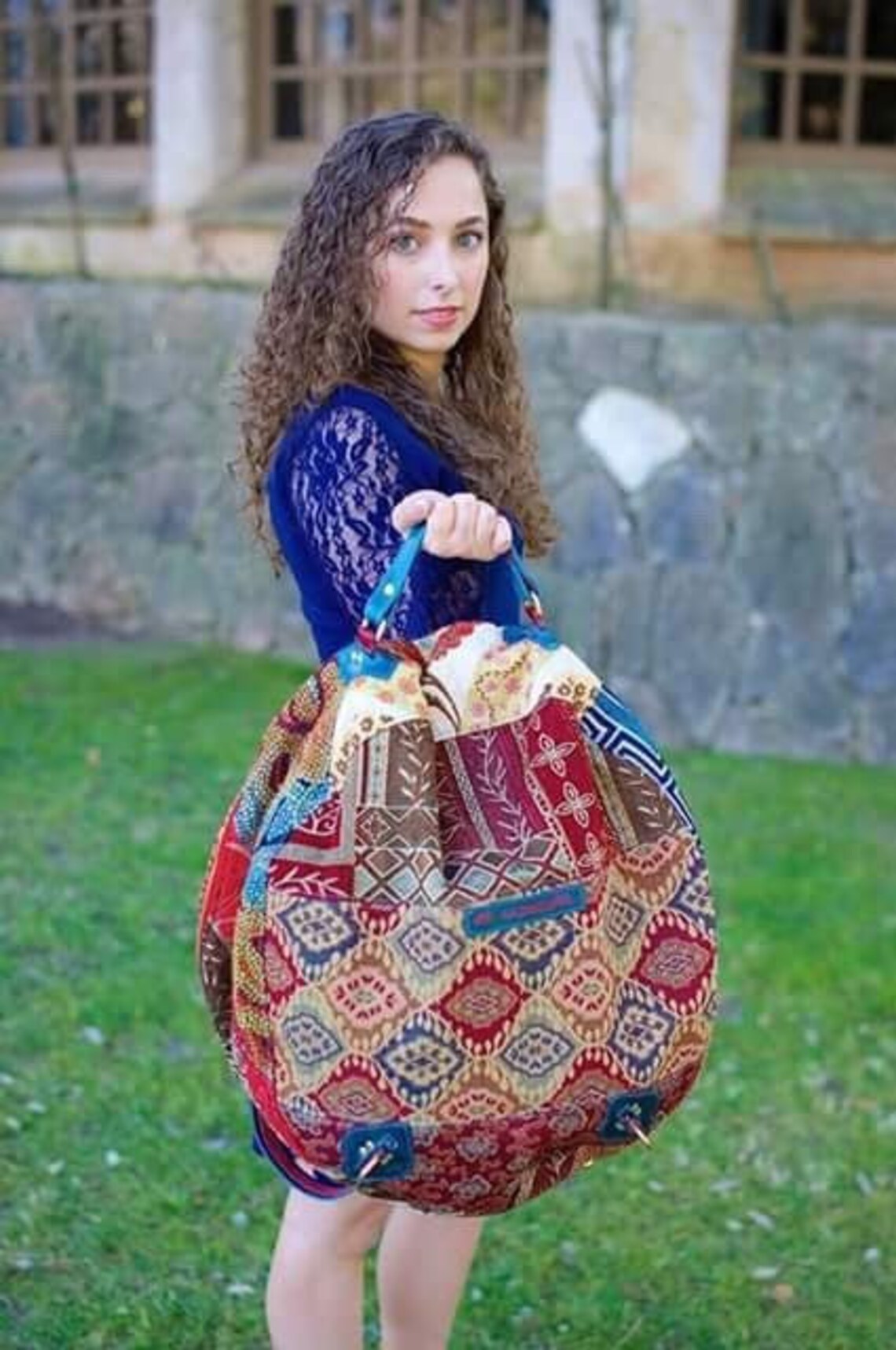 Transformable Tapestry Backpack With Leather Handles and Trims ...