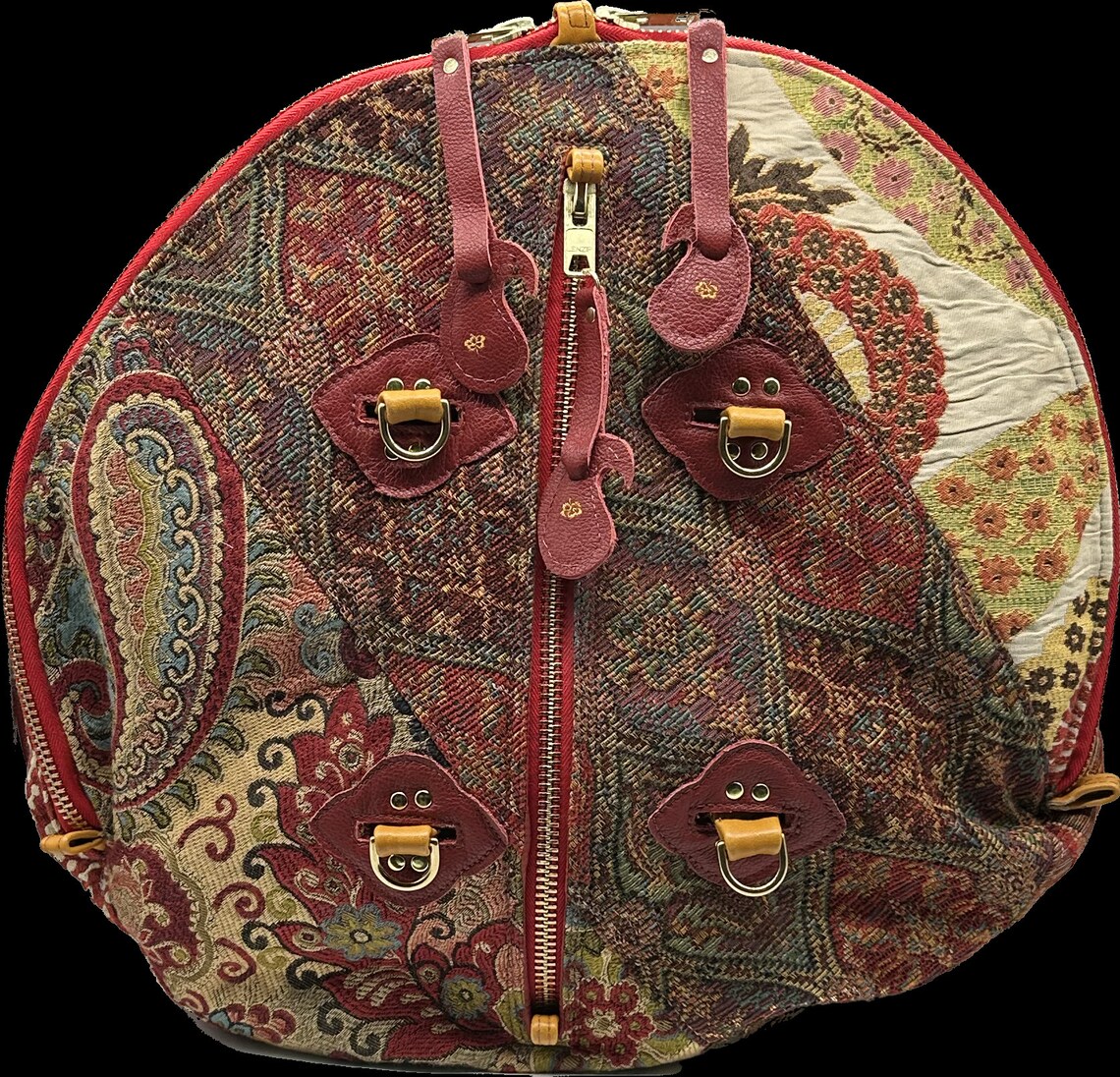 Transformable Tapestry Backpack With Leather Handles and Trims ...