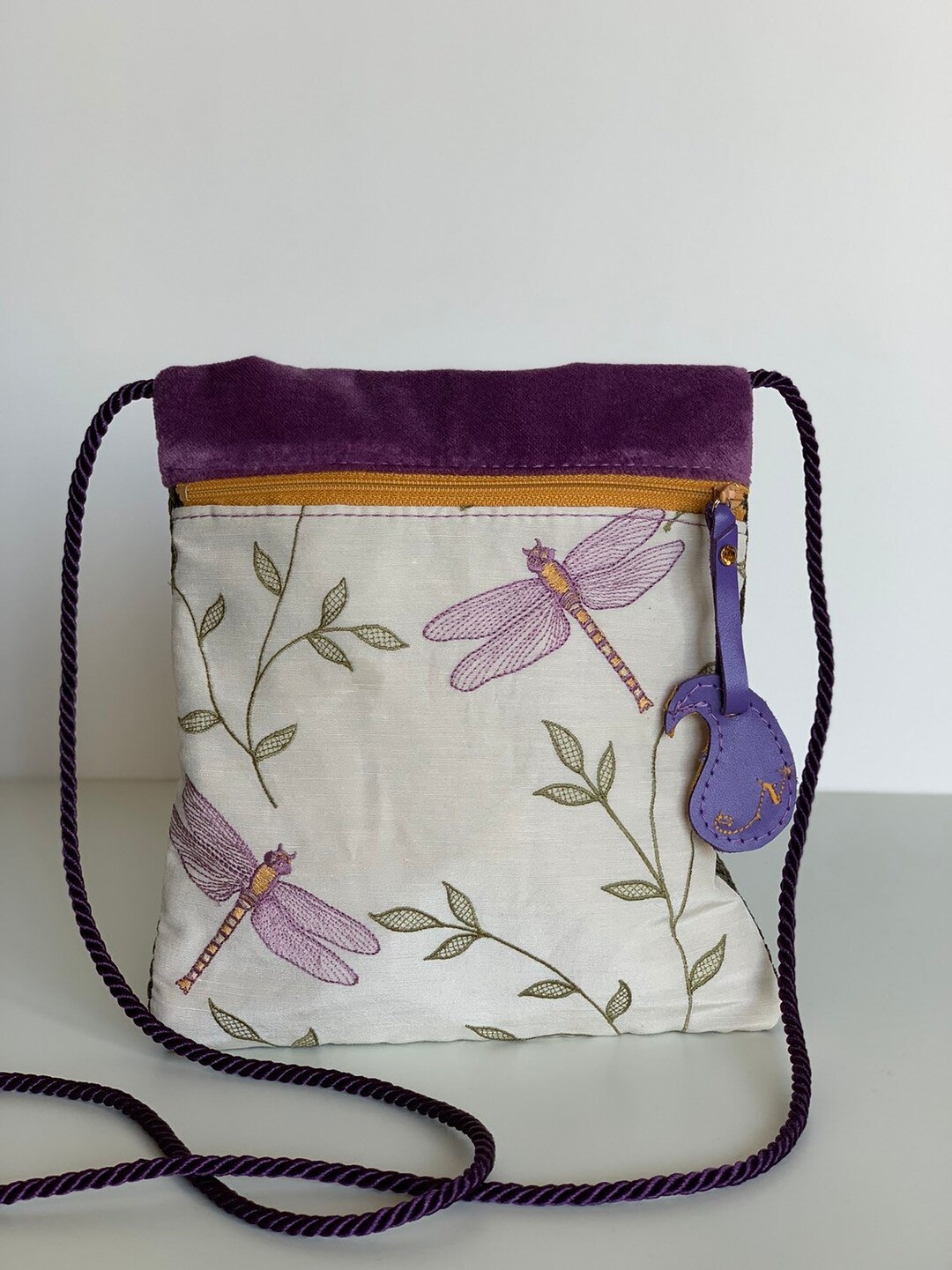 Purple Green and Yellow Dragonfly Pocket Purse - Etsy