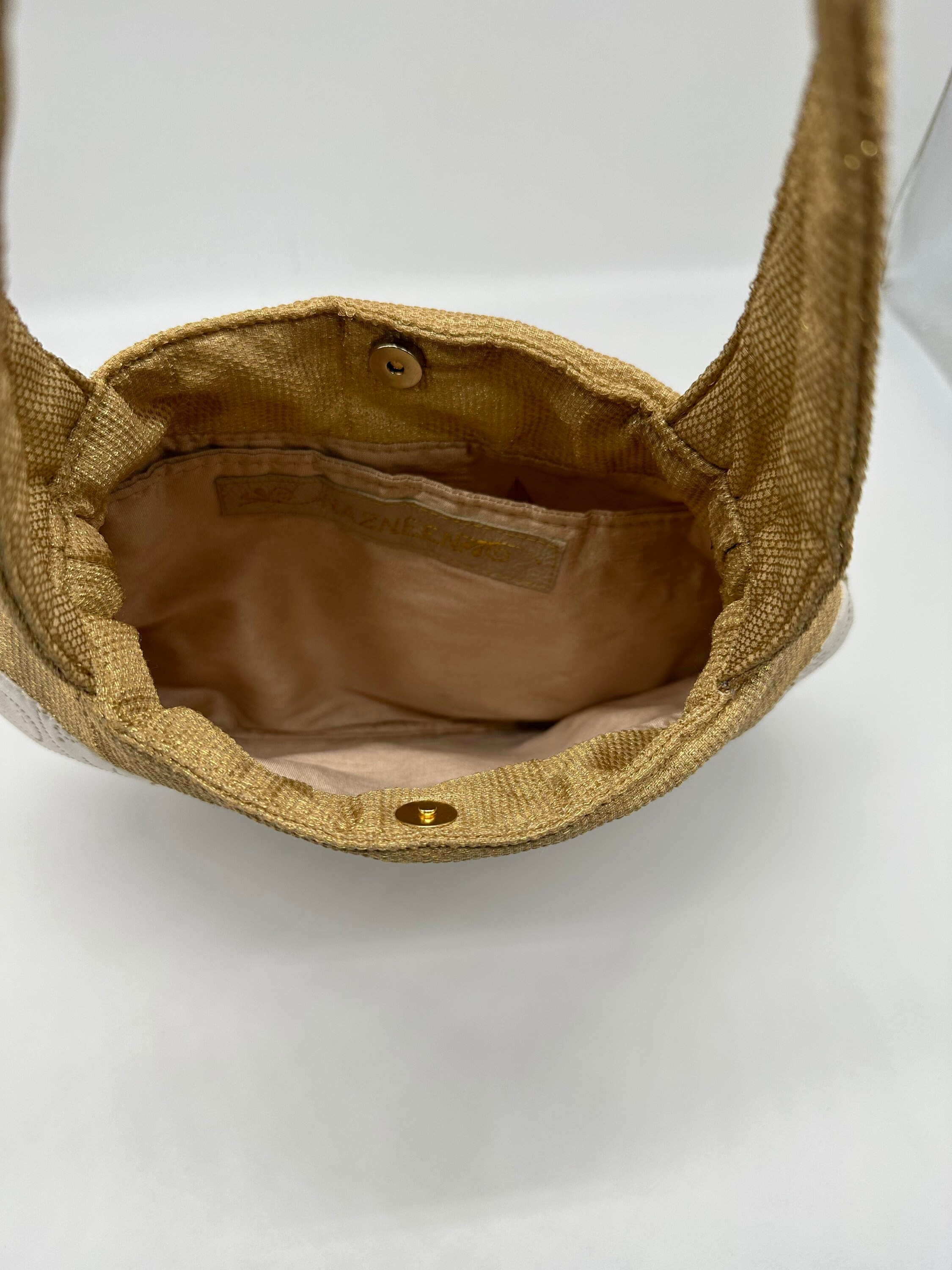 White and Gold Half Moon Purse asooke - Etsy