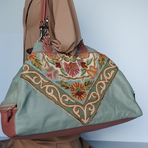Travel Bag All Leather With Embroidered Embellishment “himalay” - Etsy