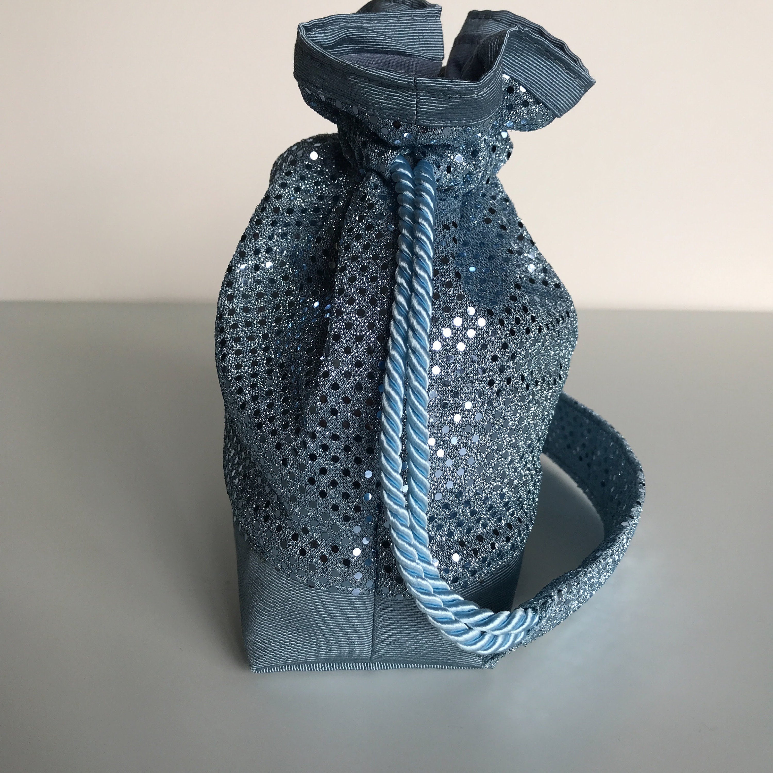 Drawstring Bag With Shiny Blue Sequins - Etsy