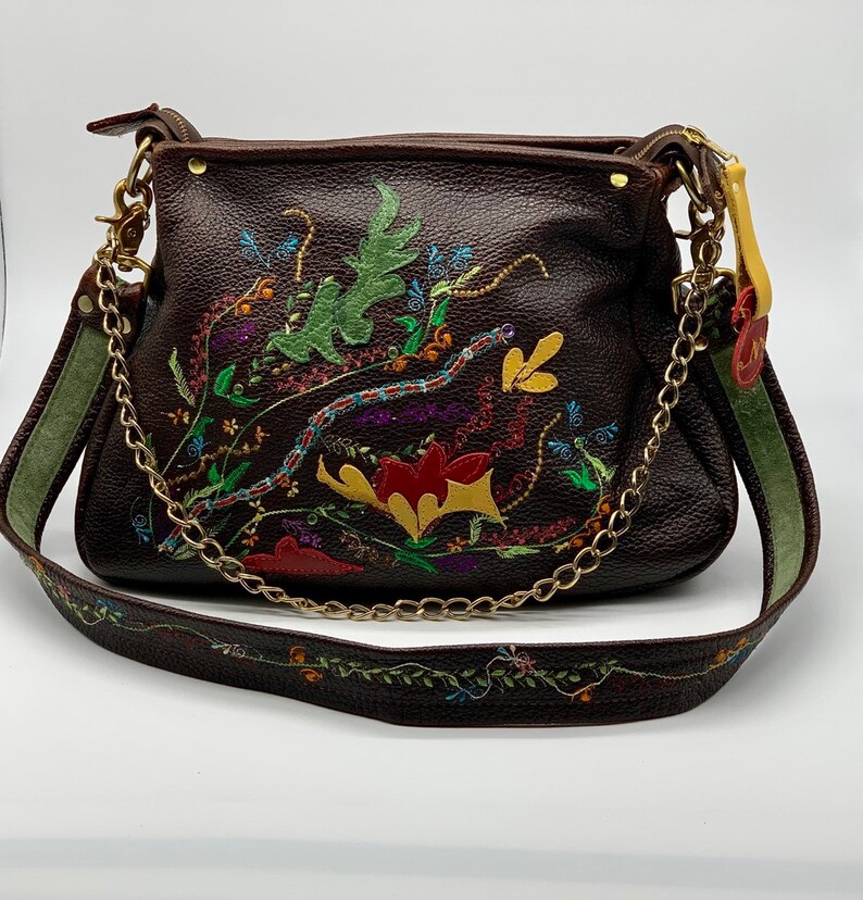 Brown Pebbled Leather With Embroidery Exclusive Collection - Etsy