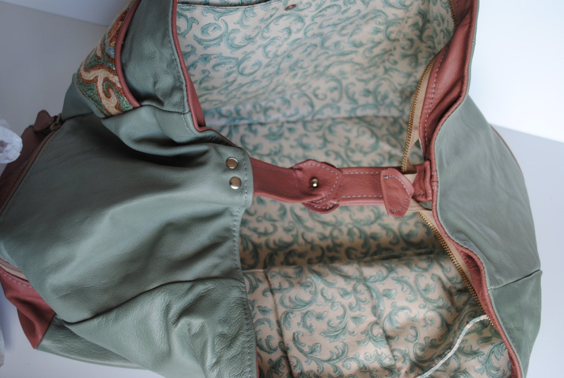 Travel Bag All Leather With Embroidered Embellishment - Etsy