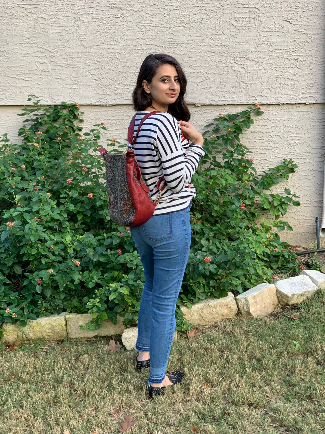 Blue and Red Tapestry With Red Leather Transformable Bag Backpack - Etsy