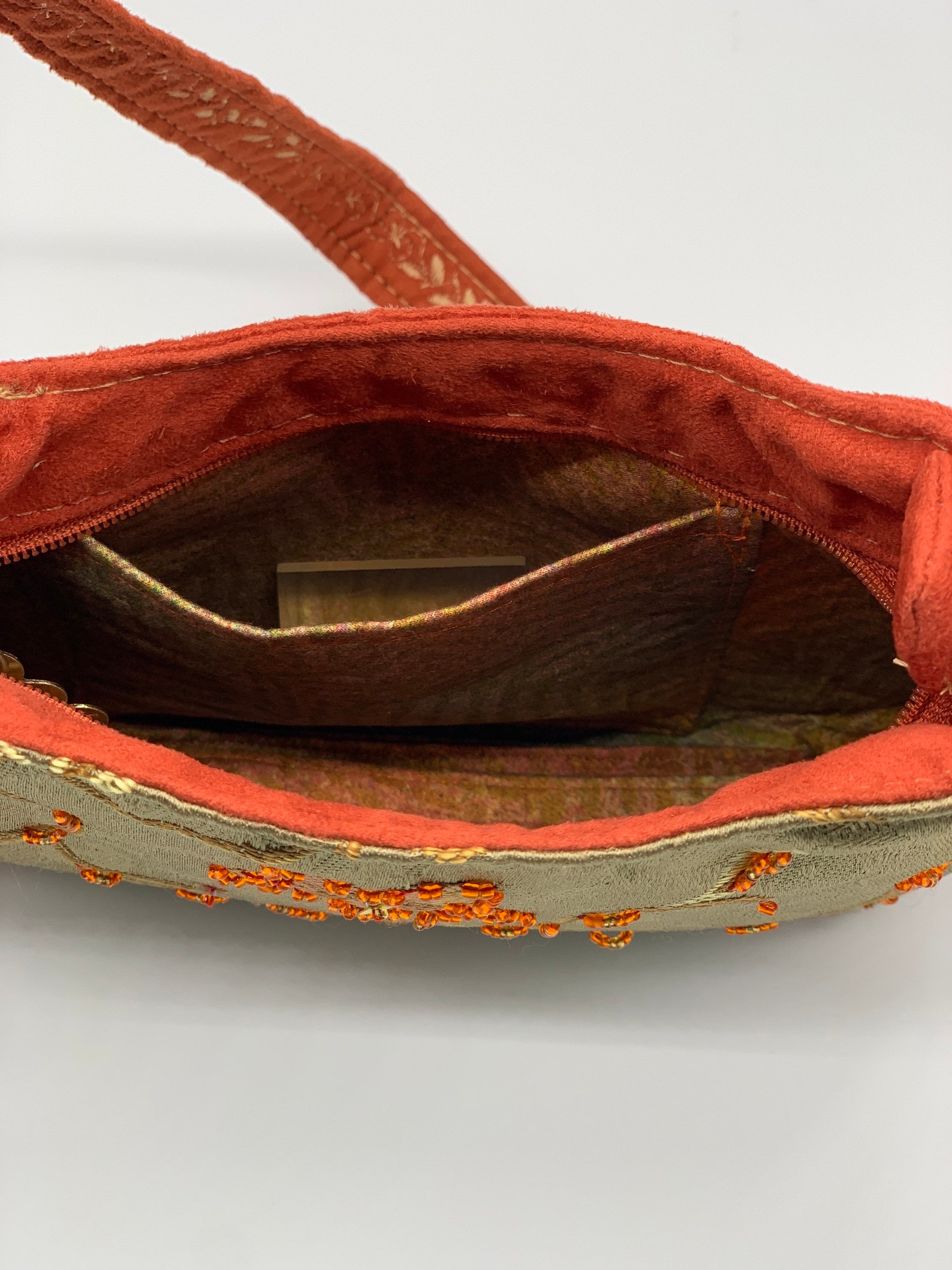 Burnt Orange and Sage Beaded Purse With Embroidered Handle “glistening ...