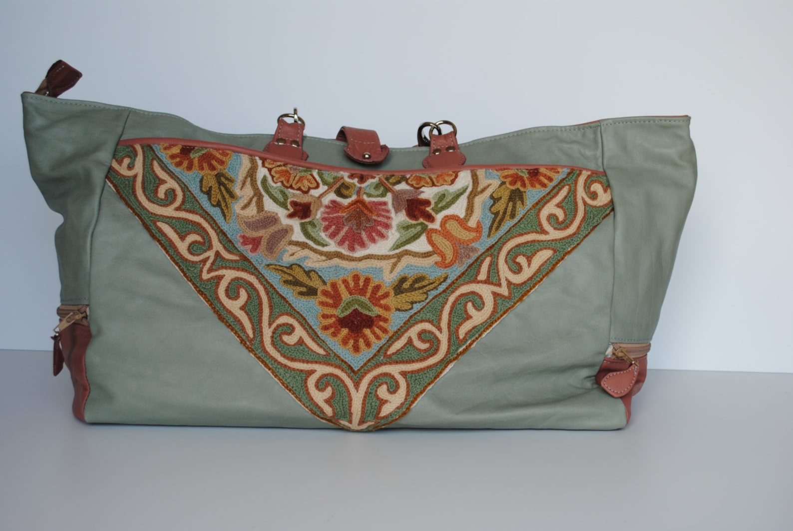 Travel Bag All Leather With Embroidered Embellishment - Etsy