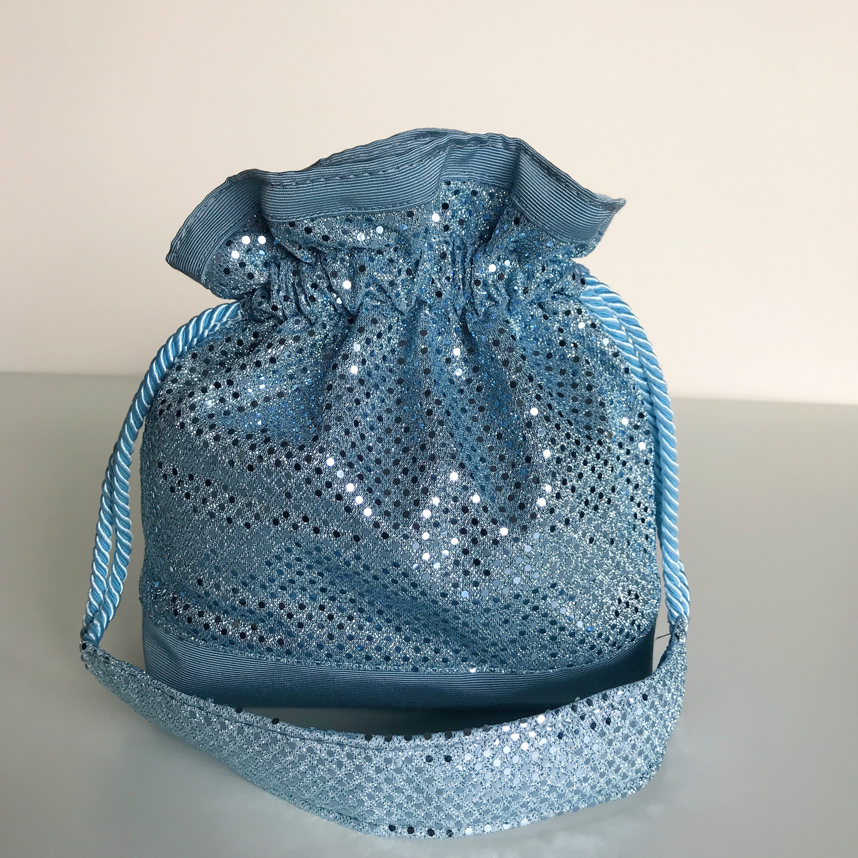 Blue Shinny Evening Drawstring Bag - Etsy