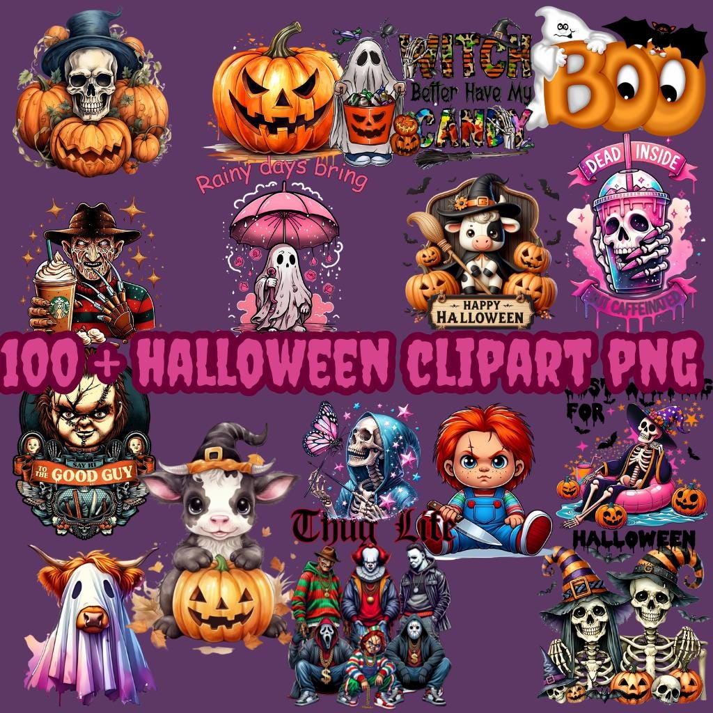 100+ Halloween Clipart Set, Pumpkin,skull,scary,ghost,spooky - Etsy