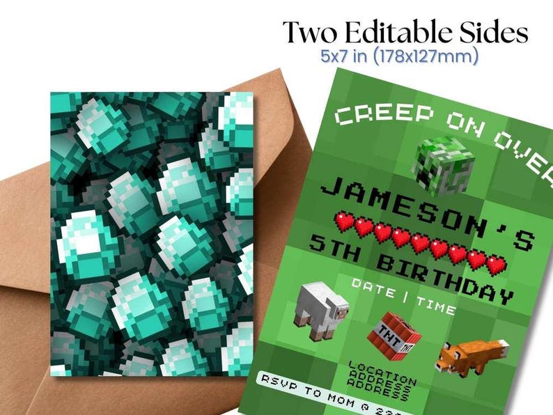 Editable Minecraft Birthday Invitation, Minecraft Birthday Invitation ...
