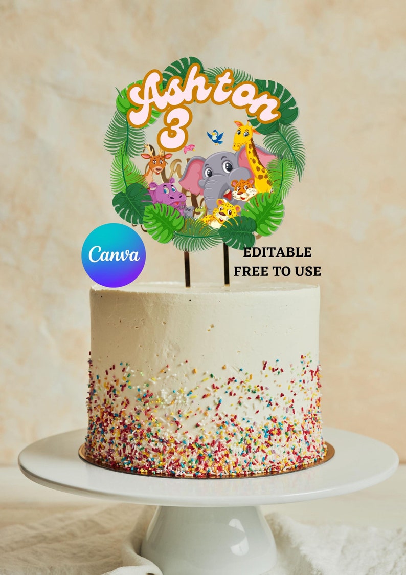Safari Birthday Cake Topper Personalized Safari Cake Topper Printable ...