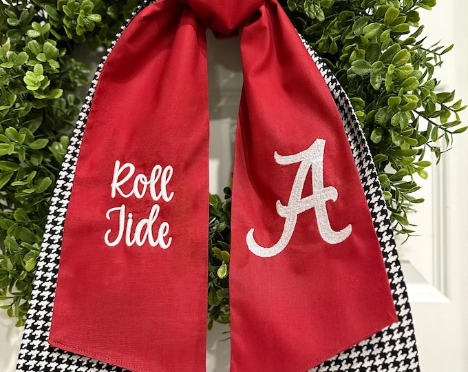 House Divided Embroidered Boxwood Wreath Sash, Football Embroidered ...