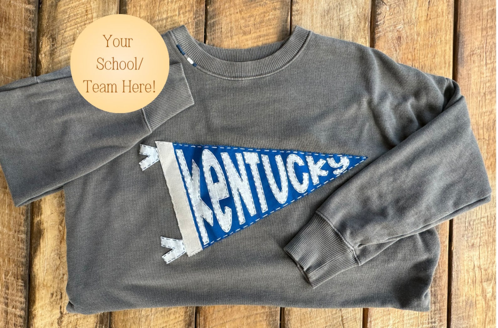 Custom Hand-stitched Pennant Sweatshirt: Embroidered School Team Flag ...