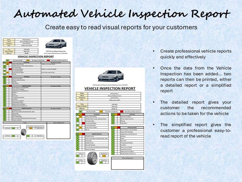 Automated Vehicle Inspection Report Car Evaluation Template Digital ...