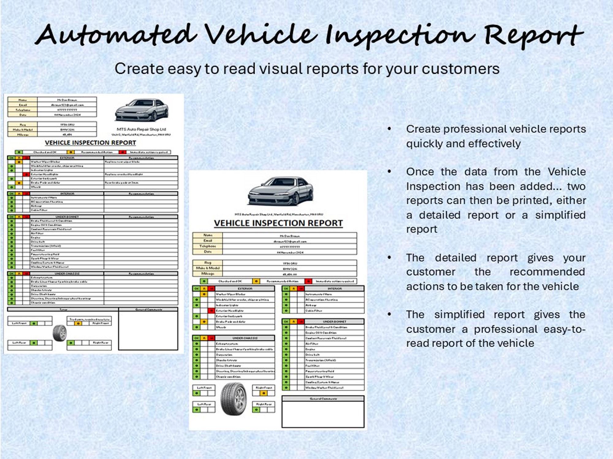 Automated Vehicle Inspection Report Car Evaluation Template Digital ...