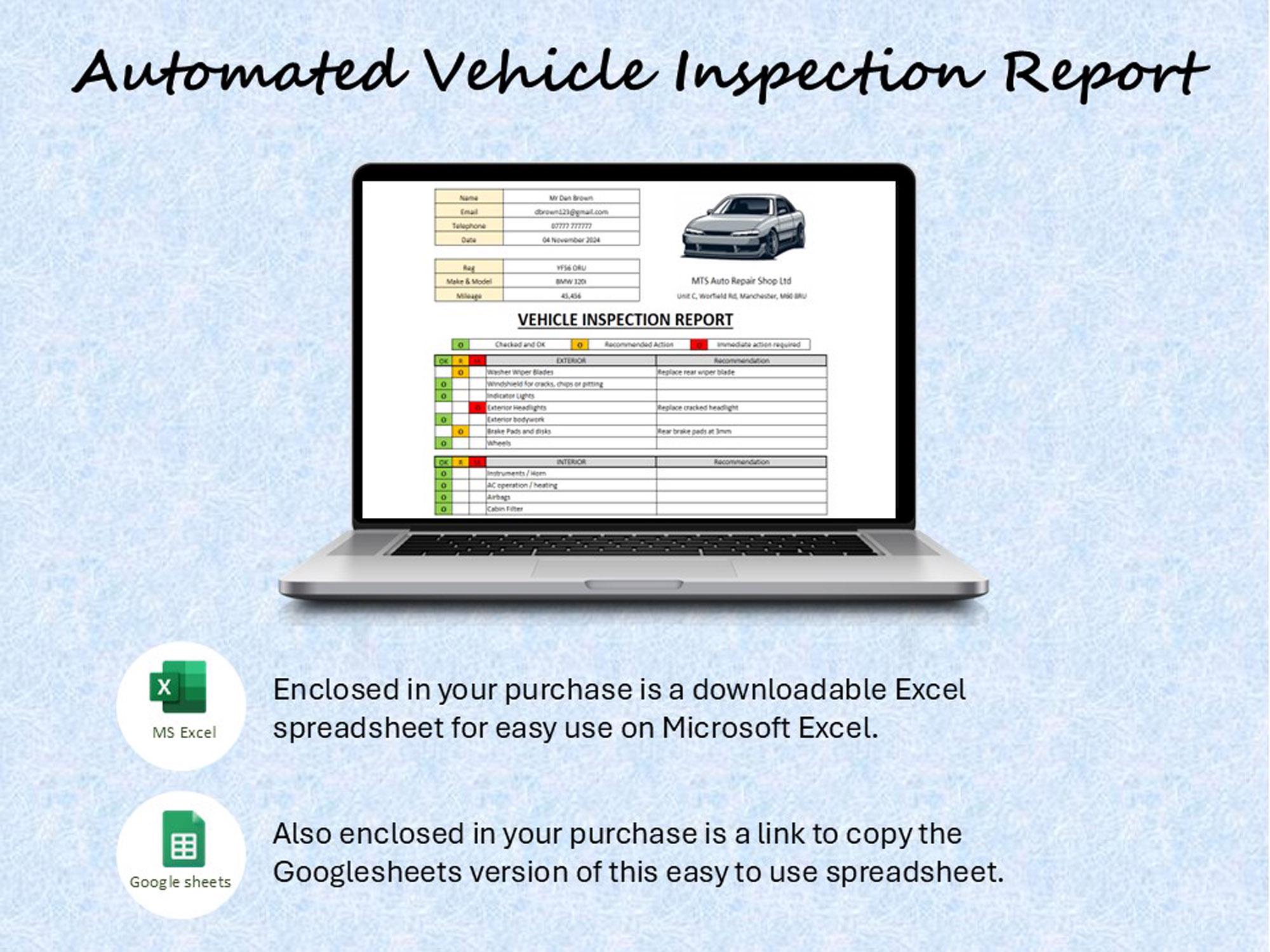 Automated Vehicle Inspection Report Car Evaluation Template Digital ...