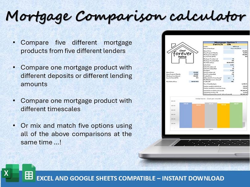 Home Mortgage Loan Comparison Calculator and Tracker Spreadsheet ...