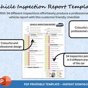 Vehicle Inspection Report Editable PDF Car Evaluation Template Digital ...