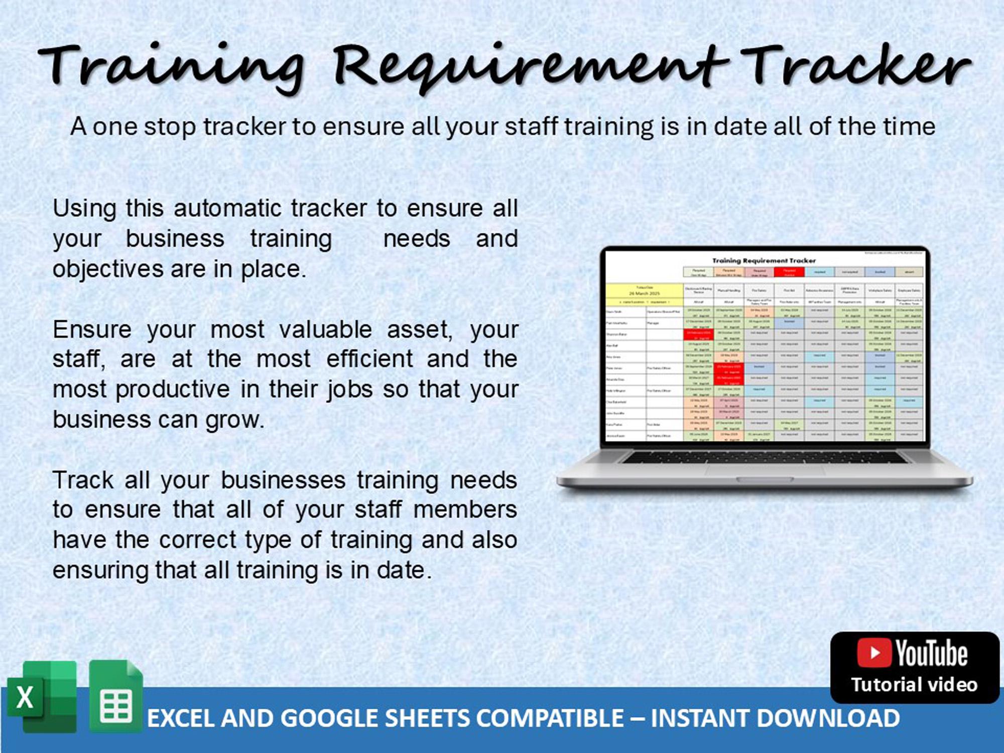 Training Requirement Tracker Employee Staff Development Hr Plan Excel ...