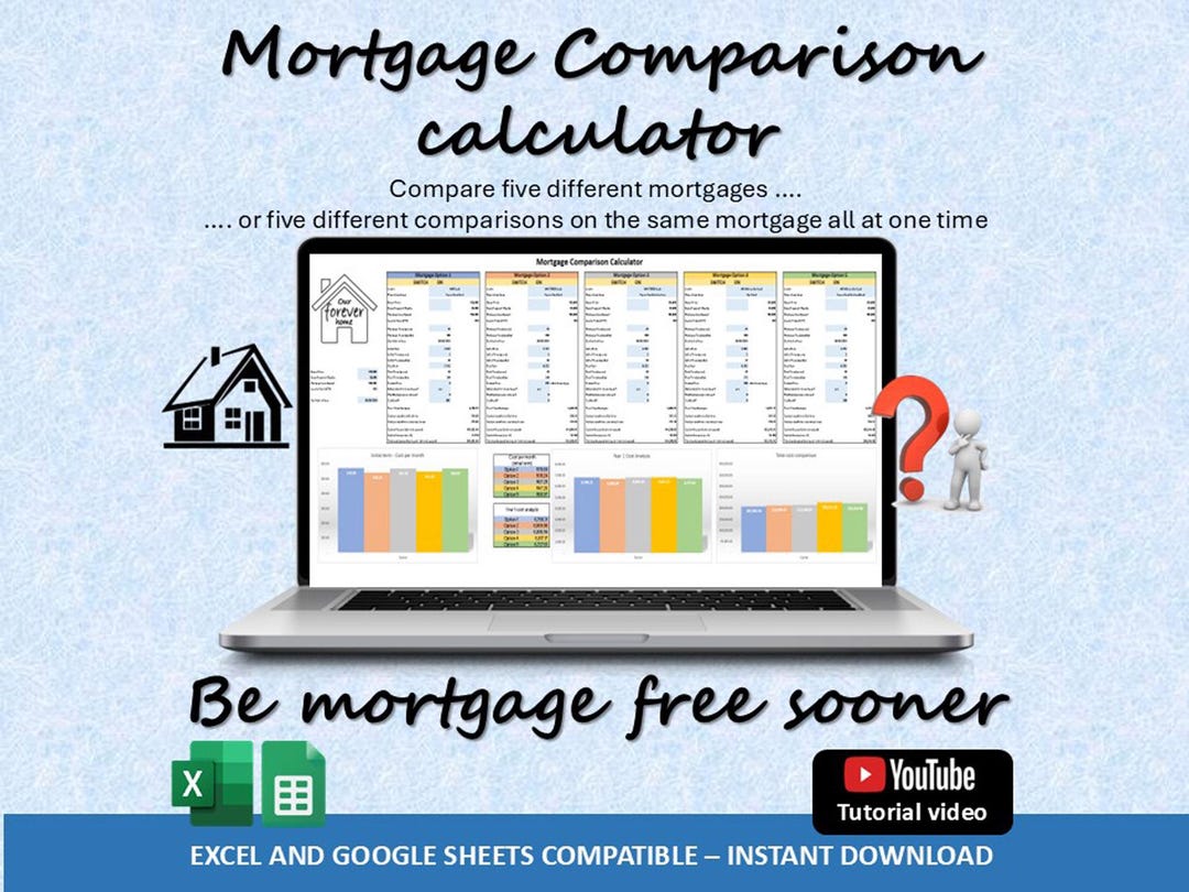 Home Mortgage Loan Comparison Calculator Tracker Spreadsheet : Excel ...