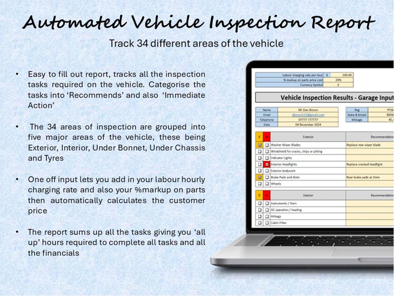 Automated Vehicle Inspection Report Car Evaluation Template Digital ...