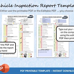 Vehicle Inspection Report Editable PDF Car Evaluation Template Digital ...