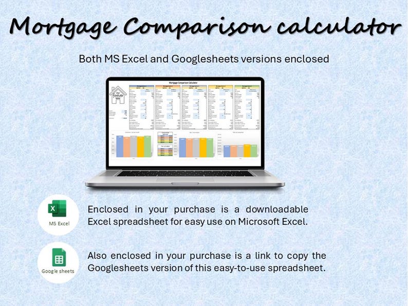 Home Mortgage Loan Comparison Calculator Tracker Spreadsheet : Excel ...