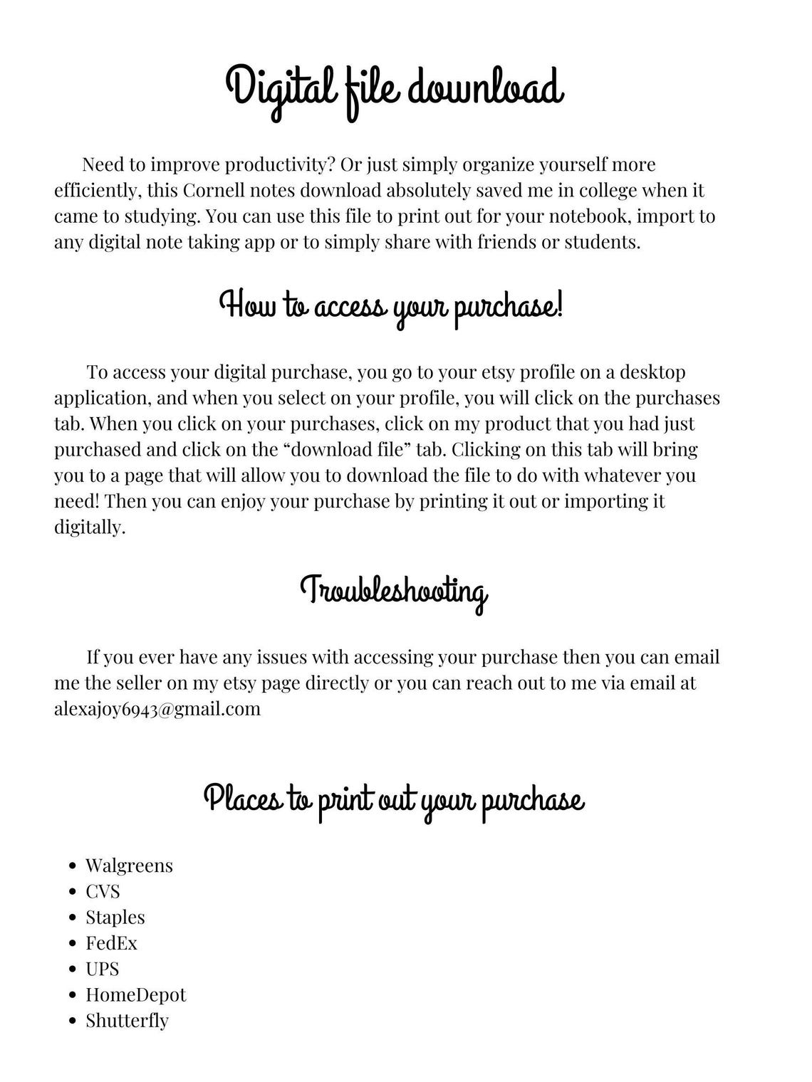 Cornell Notes Digital File, Study Template, Ready Upon Purchase ...