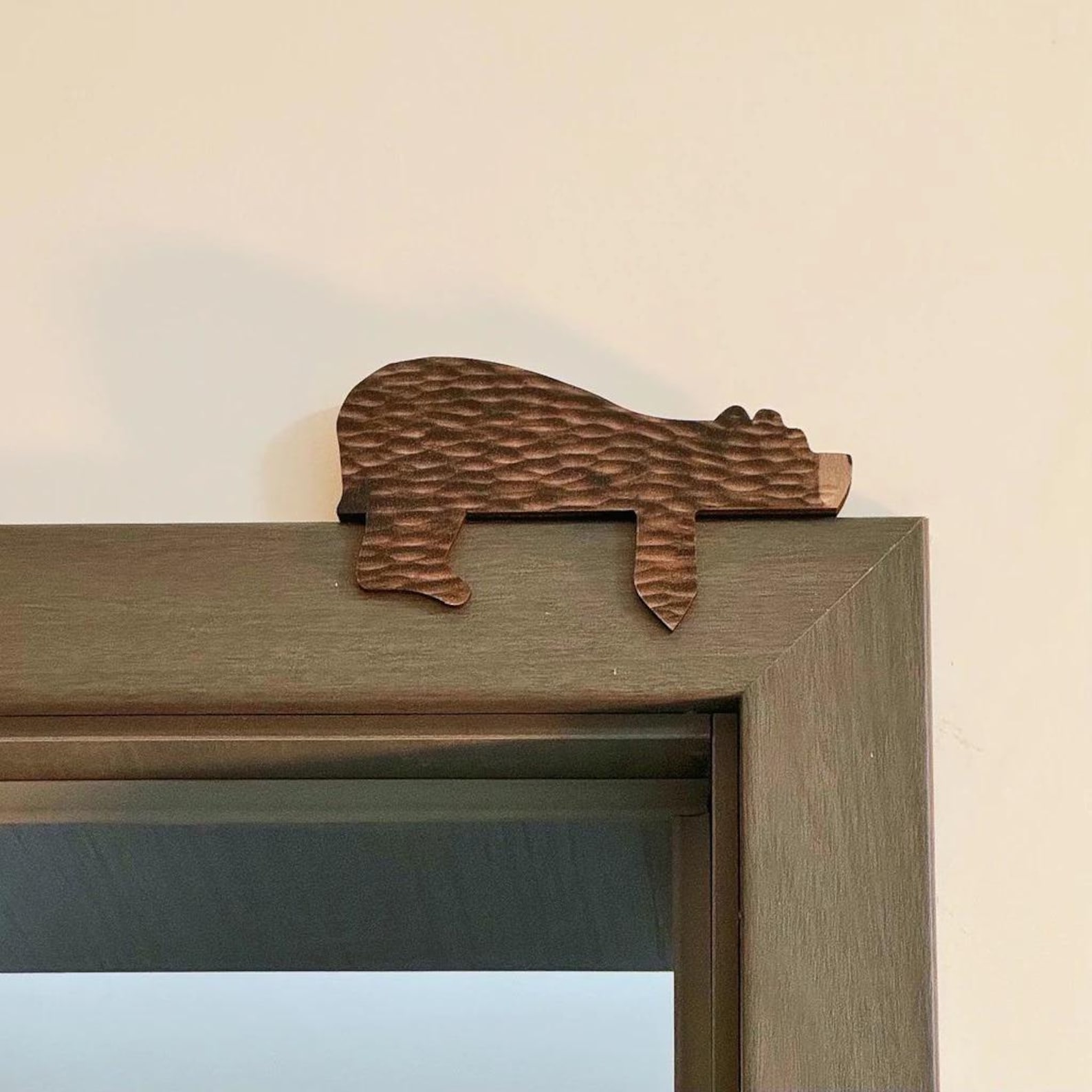 Wooden Bear Door Frame Decor Door Topper Corner Sculpture Perfect for ...