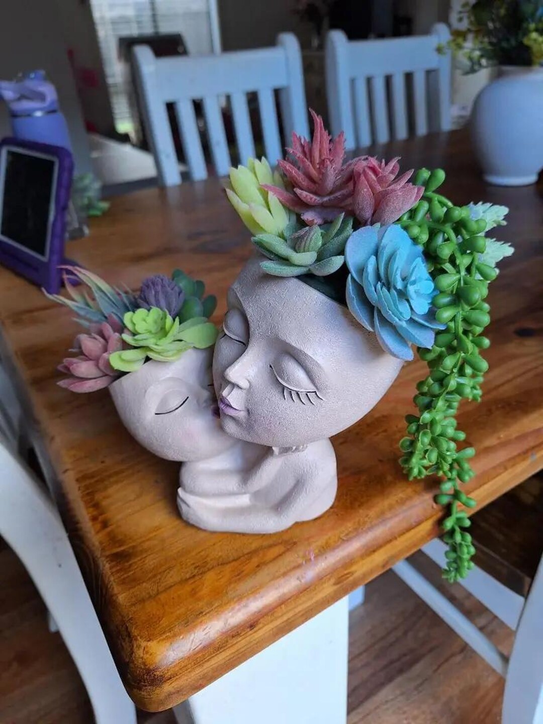 Double Headed Man Flower Vase Art Nordic Vase Decoration Living Room ...