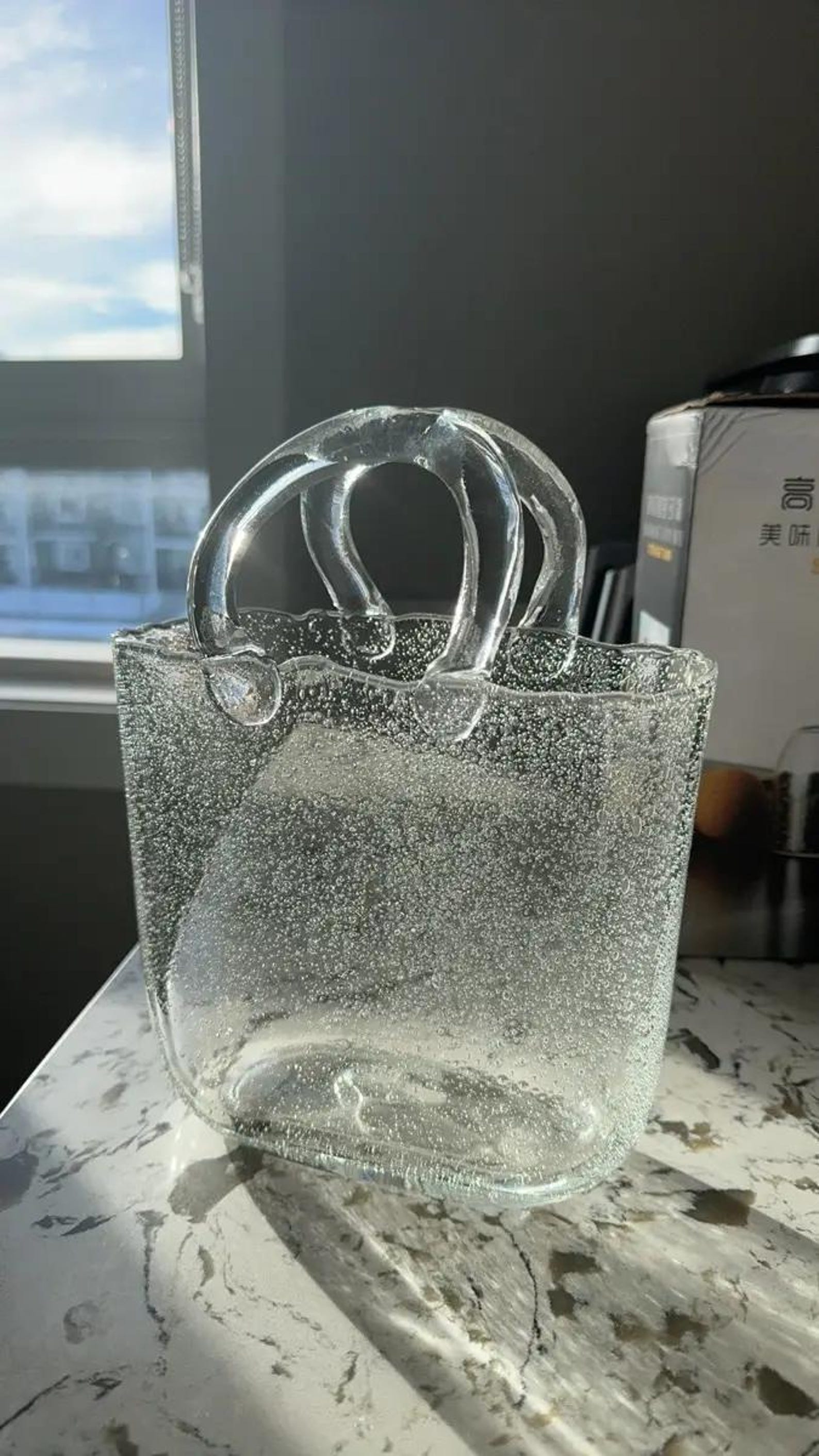 Handbag Shaped Glass Vase Decorative Transparent Bag Flower Vase ...