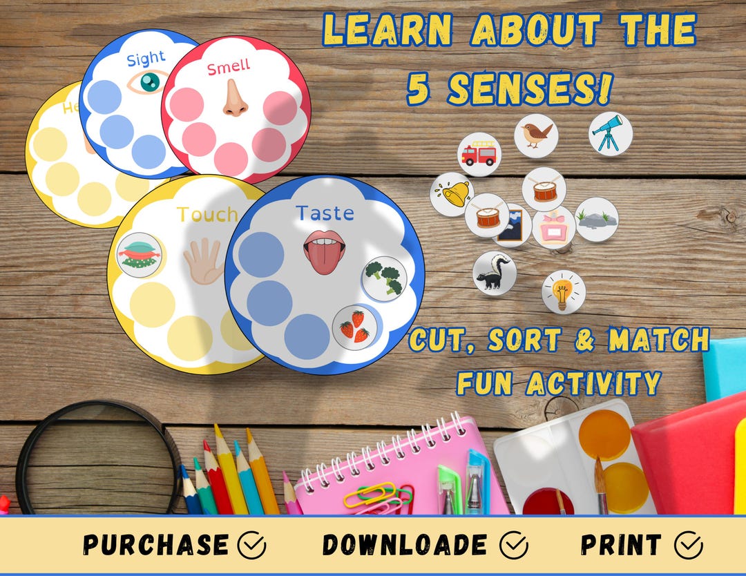 5 Senses Activity Worksheets for Kids – Cut and Paste Sensory Learning ...