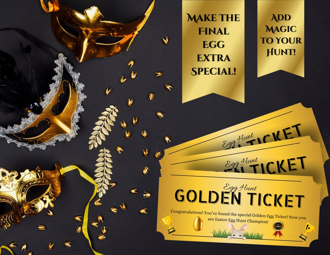 Golden Ticket Printable – Easter Egg Hunt Winner Prize – Easter Reward ...