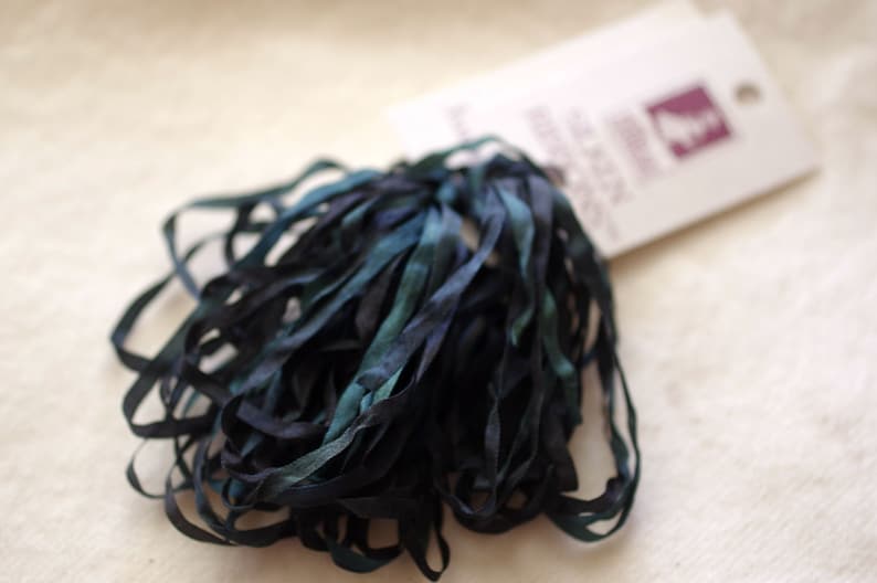 Silken Ribbons 4mm by the Threadgatherer. SR4 054 Tapestry Green. - Etsy