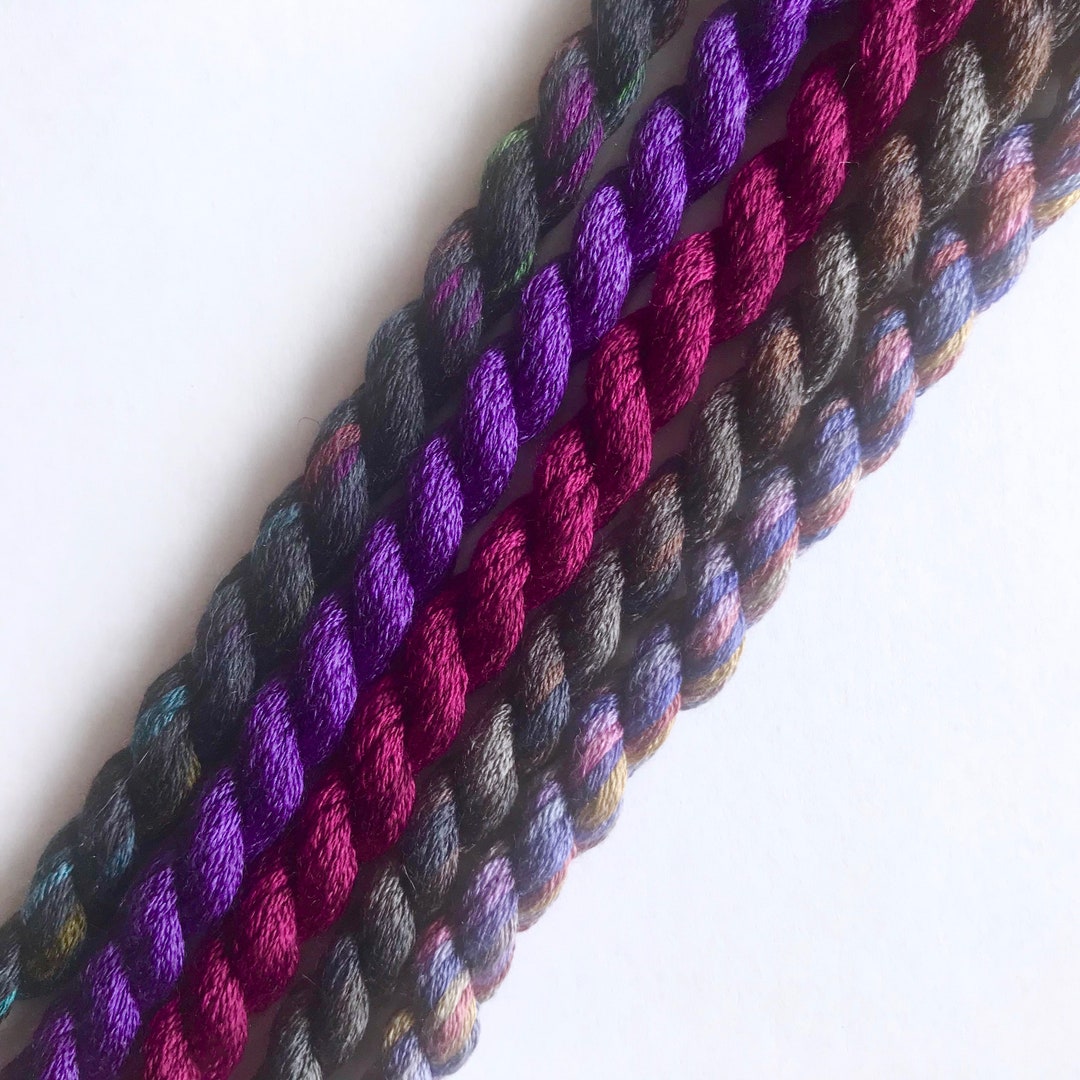 Embroidery Sampler, Hand Dyed Silk, Silk Floss, Amethyst Anaconda Color ...