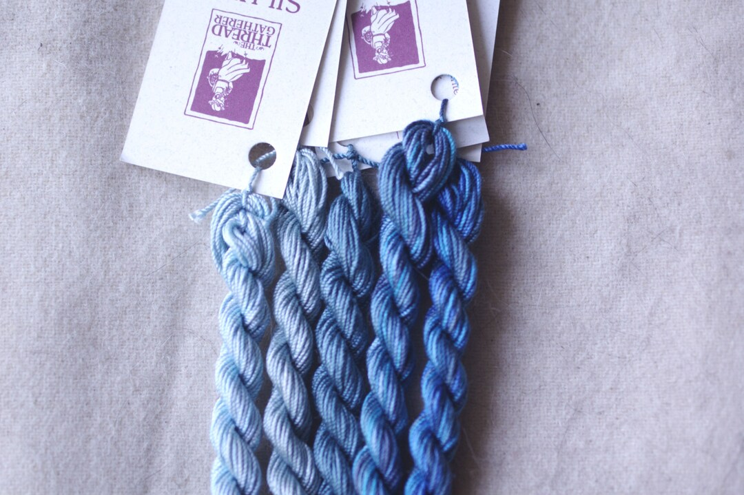 Embroidery Sampler, Hand Dyed Silk, Silk Pearl Thread, Sea Blue Color ...