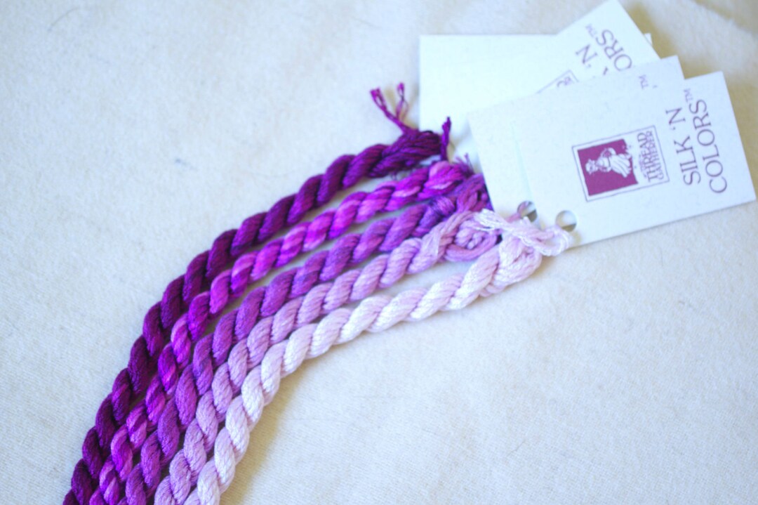 Hand Dyed Silk Embroidery Thread Sampler, Plum Purple Color Set - Etsy