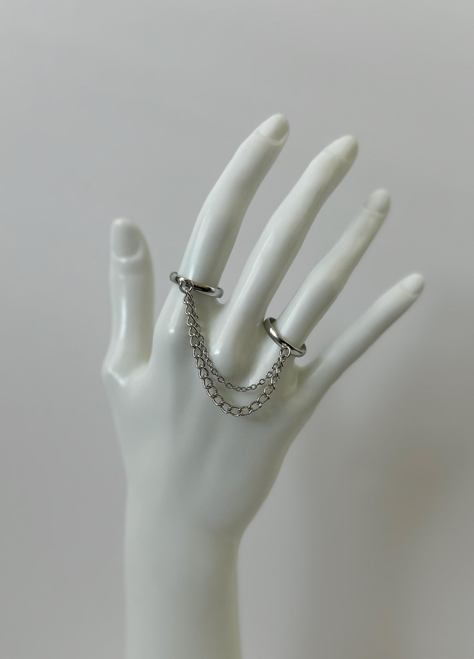 Ring Silver Chain Stackable Statement Ring With Chain Punk Stainless ...