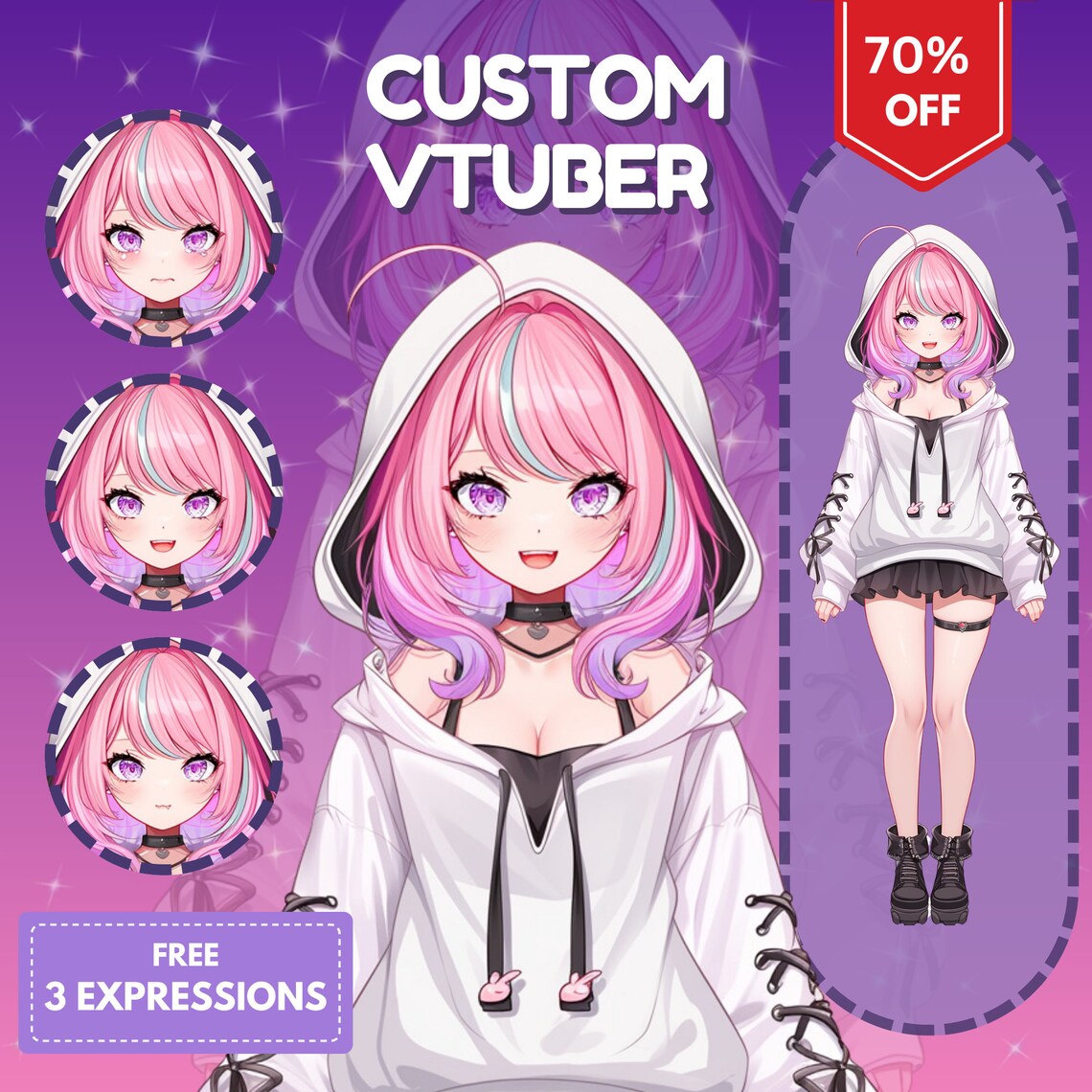 Custom Vtuber Model Commission, Vtuber Model, Live2d Commission, Vtuber Live2d Model, Character ...