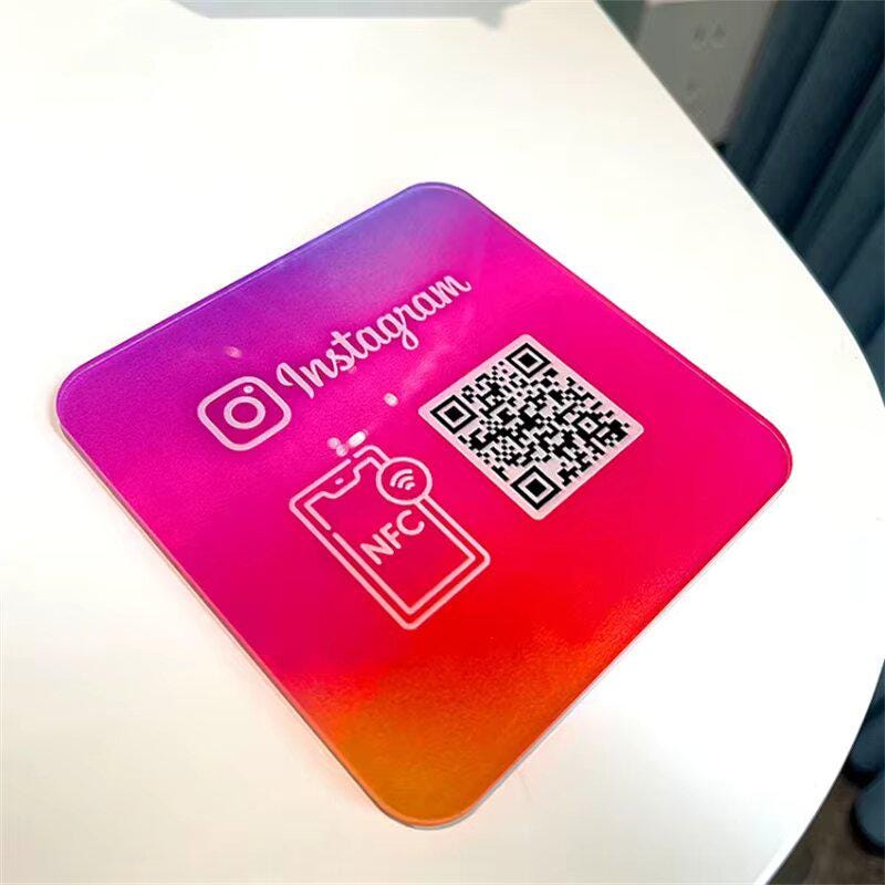Custom Acrylic QR Code Plate Instagram and Facebook With NFC - Etsy