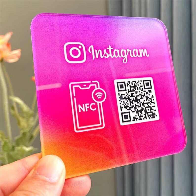 Custom Acrylic QR Code Plate Instagram and Facebook With NFC - Etsy
