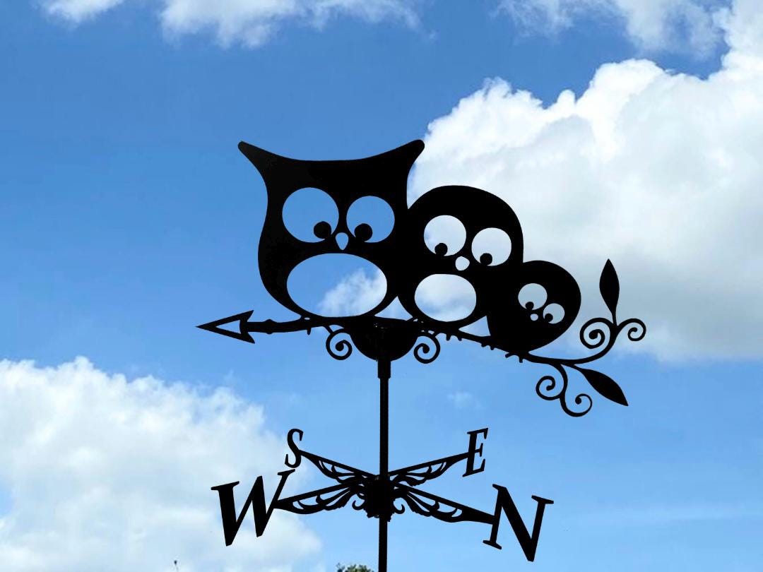 Owl Family Weathervane – Metal Wind Vane Decor for Garden and Roof - Etsy