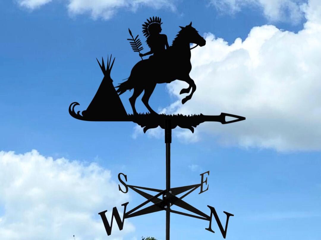 American Indian on Horseback Weather Vane - Metal Wind Vane for Roof or ...