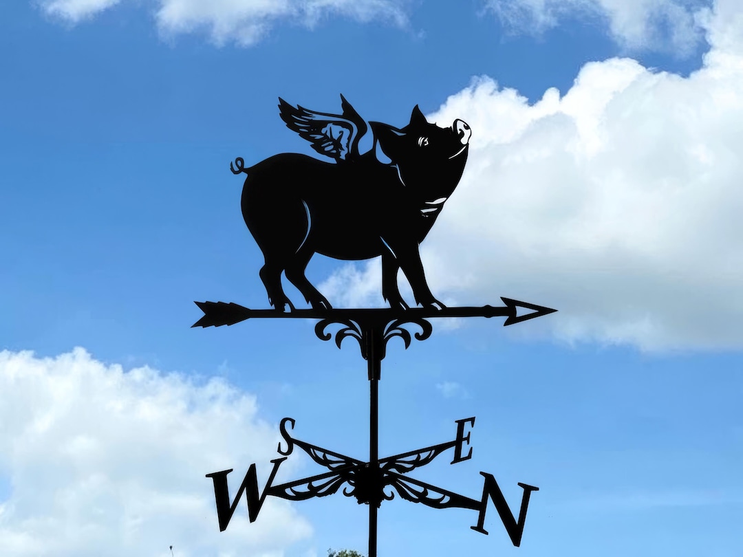 Pigs Fly Weathervane - Wind Vane Decor for Roof or Garden - Metal Wind ...
