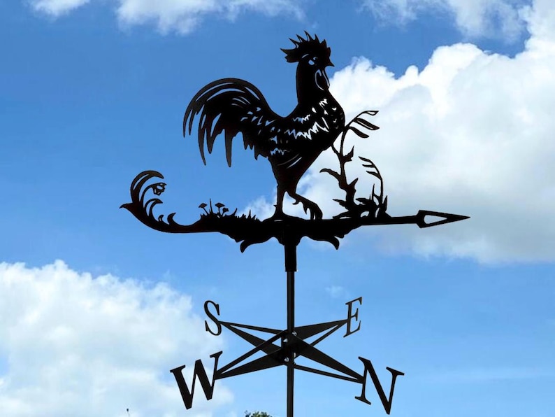 Rooster Metal Weathervane - Wind Vane Decor for Roof or Garden - Wind ...