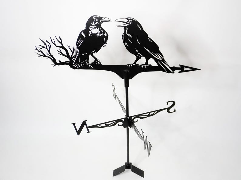 Ravens Weathervane - Wind Vane Decor for Roof or Garden - Metal Wind ...