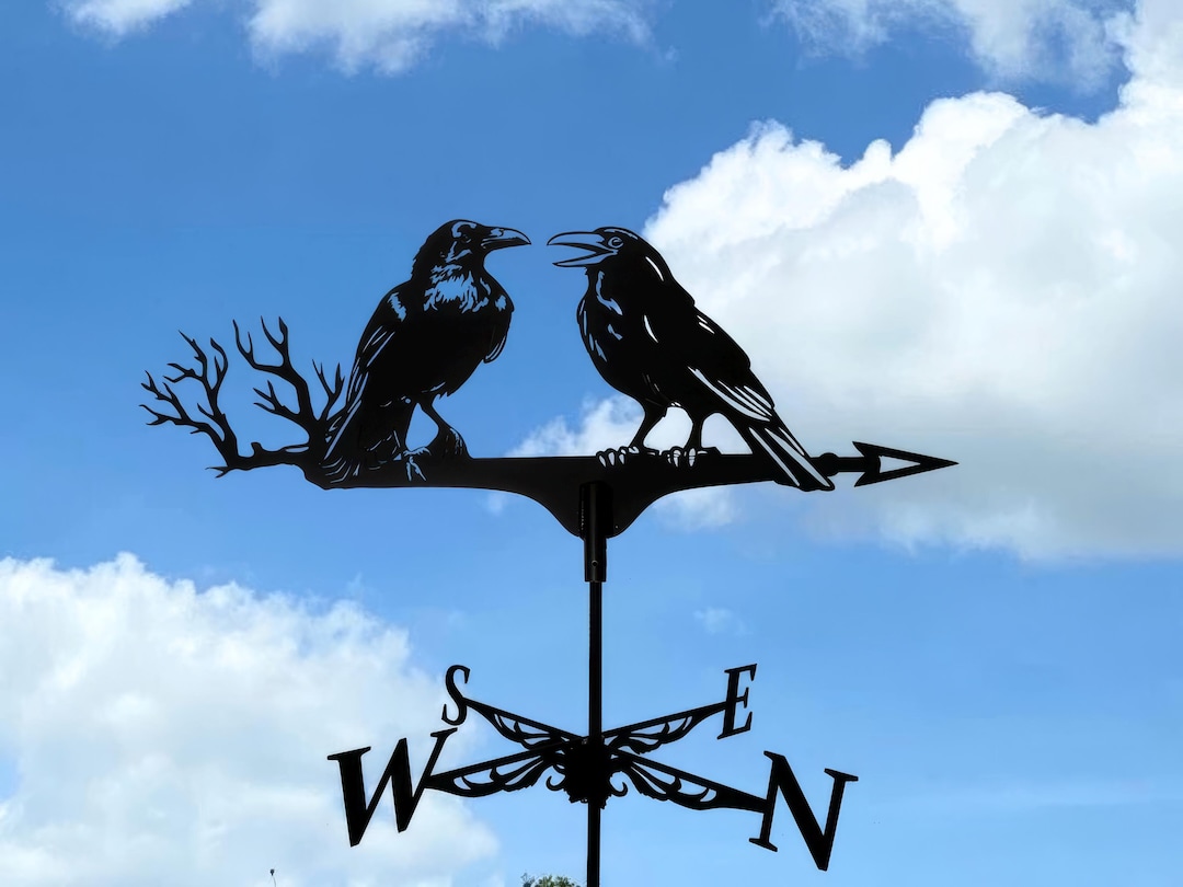 Ravens Weathervane - Wind Vane Decor for Roof or Garden - Metal Wind ...